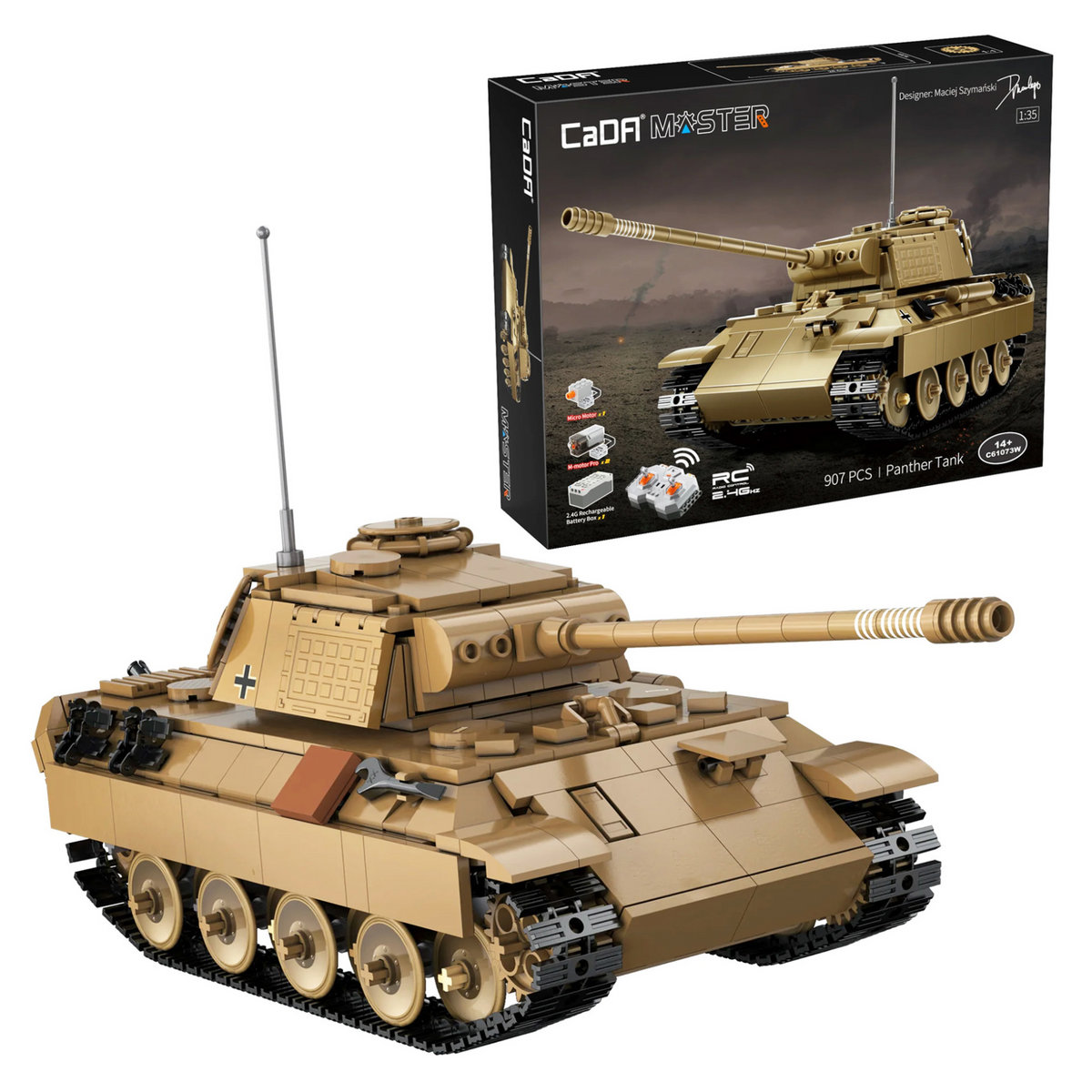 CaDA Master Panther Tank 907 Pieces RC Control Brick Model Kit C61073W ...