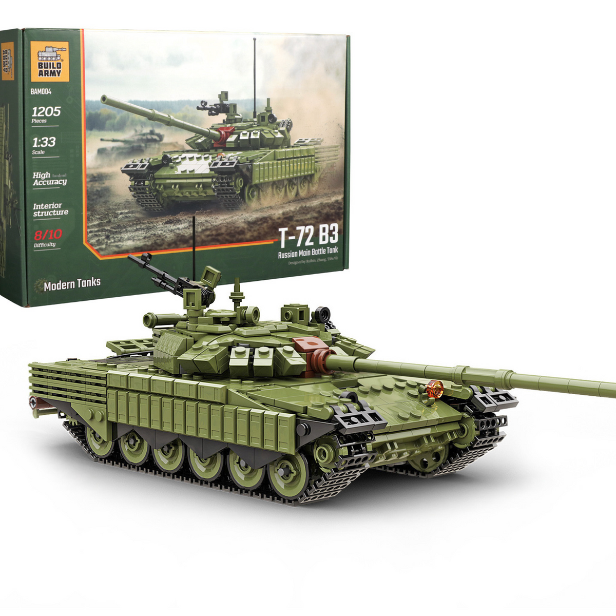 Build Army T-72 B3 Russian Main Battle Tank 1:33 Scale 1205 Pcs BAM004 ...