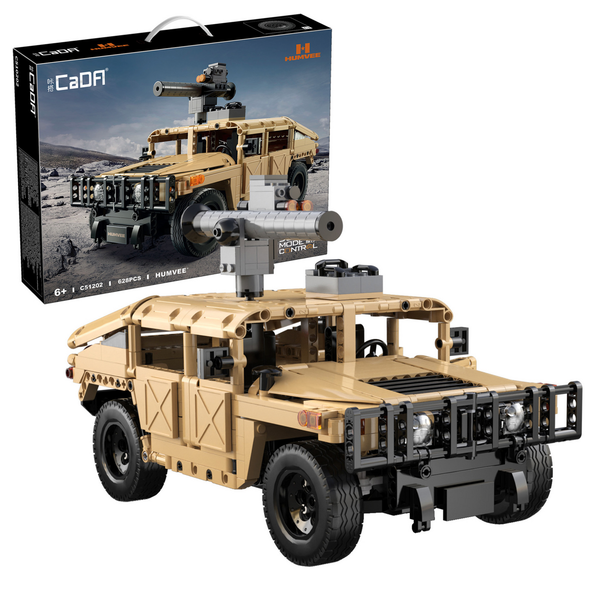 CaDA Humvee, RC Control 1:14 Scale Model 628 Pieces Brick Kit C51202W ...